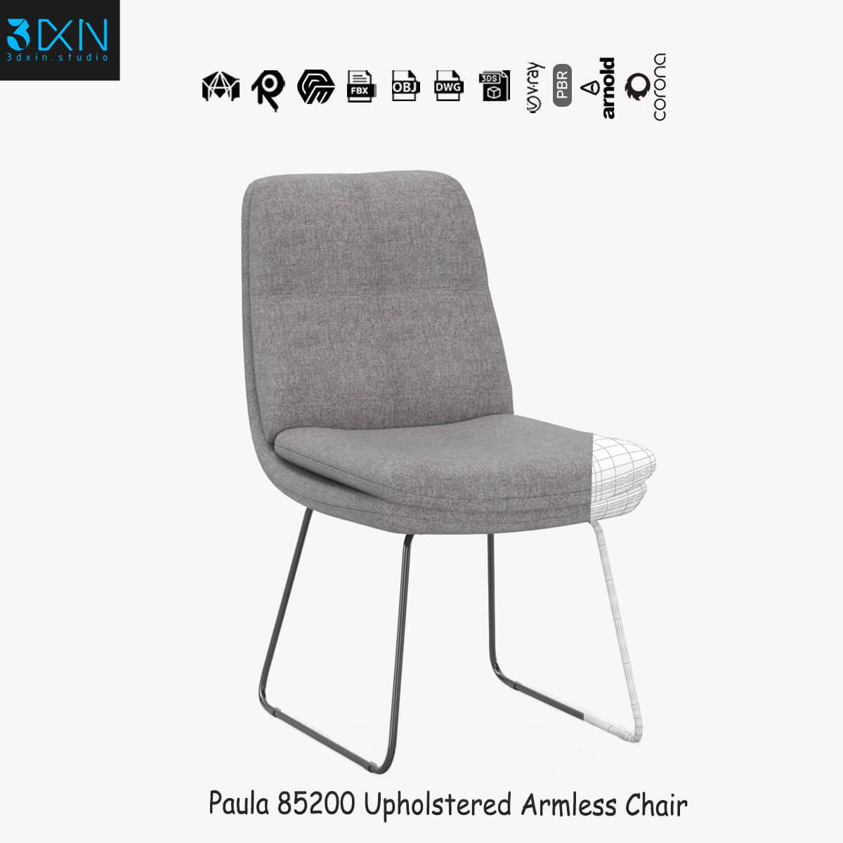 Paula 85200 Upholstered Armless Chair - 3D Model by 3dxin