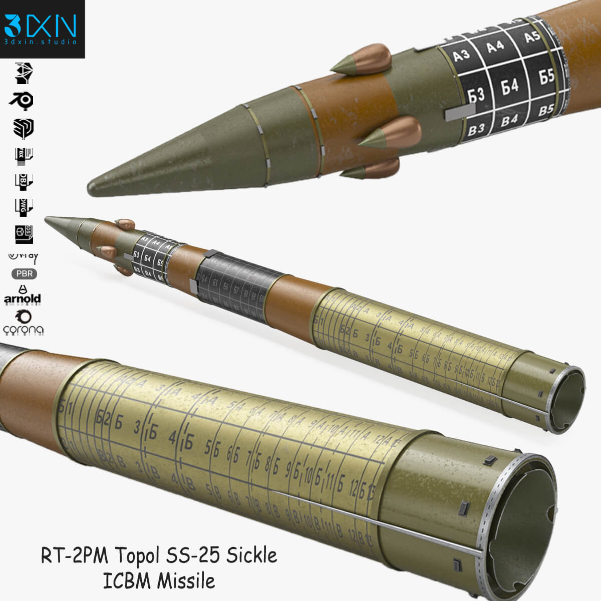 RT-2PM Topol SS-25 Sickle ICBM Missile 3D Model by 3dxin