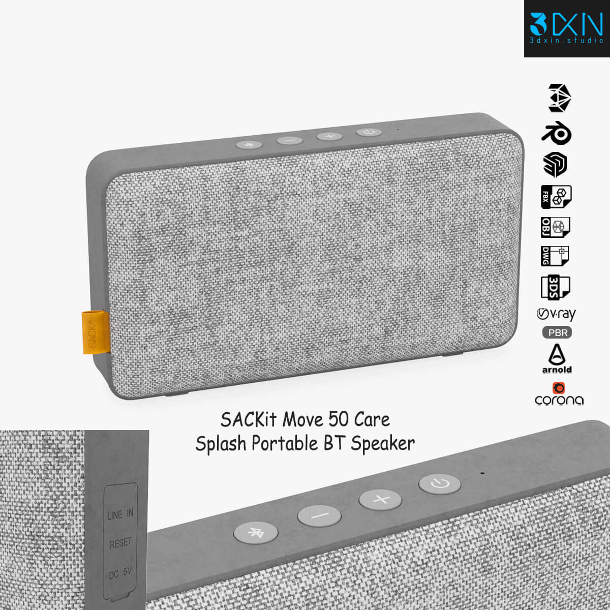 Sackit Move 50 Care Splash Portable Bt Speaker - 3D Model by 3dxin