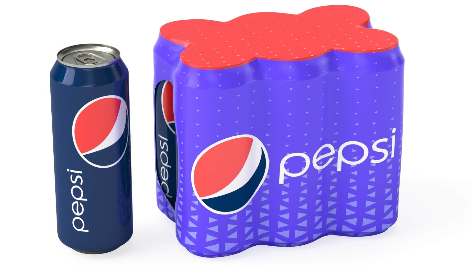 Six Pack of Pepsi Cans Shrinkwrapped - 3D Model by 3dxin