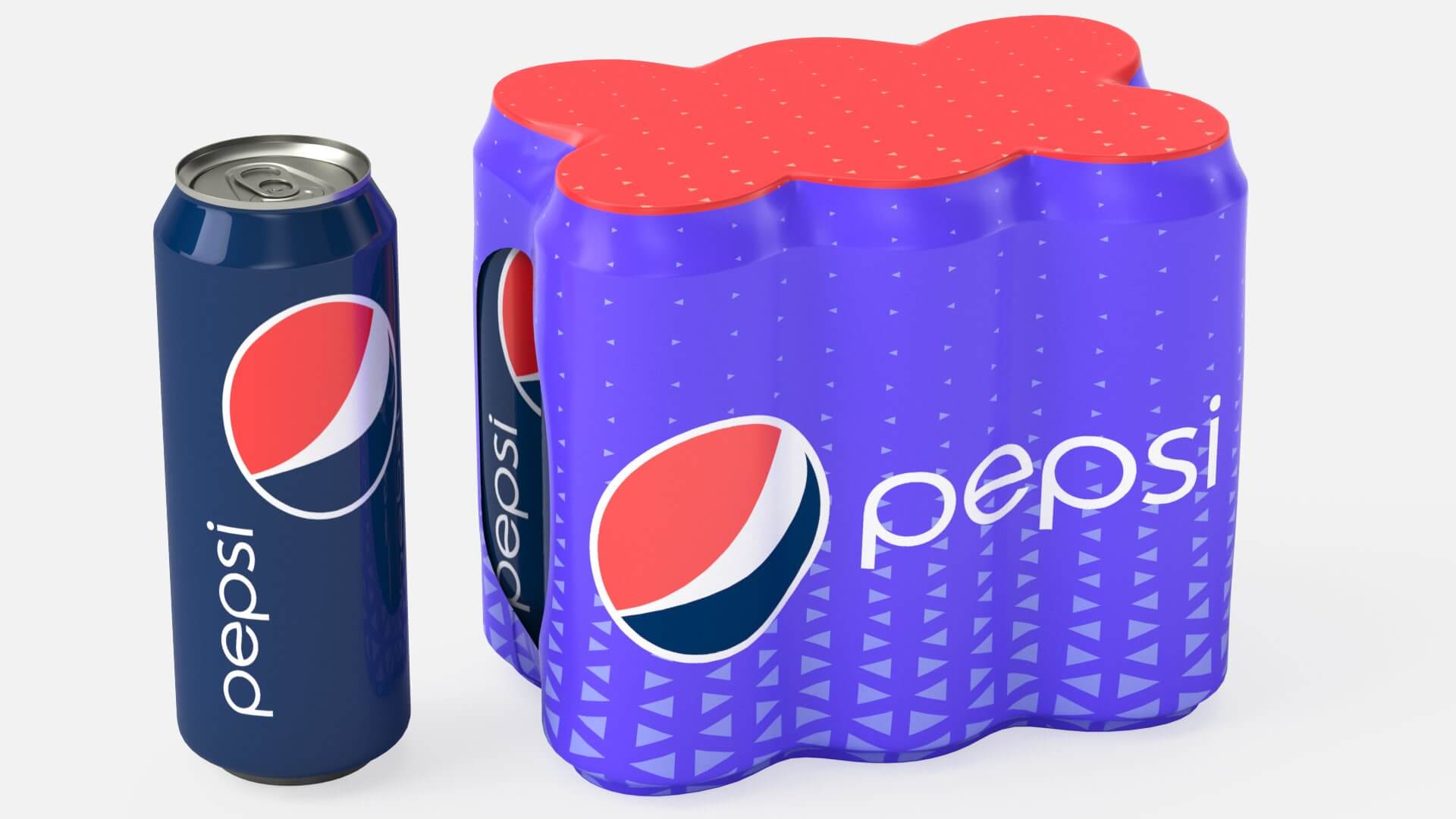 Six Pack of Pepsi Cans Shrinkwrapped - 3D Model by 3dxin