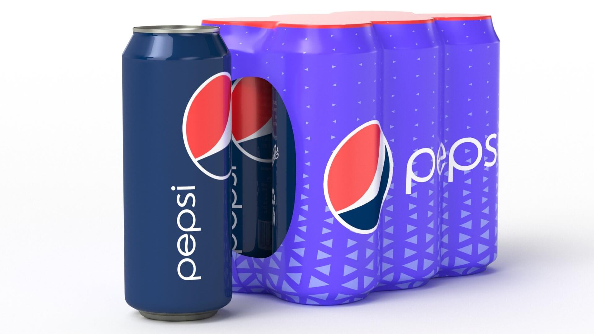 Six Pack of Pepsi Cans Shrinkwrapped - 3D Model by 3dxin