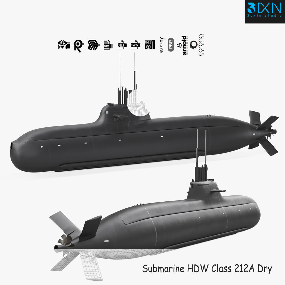 Submarine Hdw Class 212A Dry - 3D Model by 3dxin