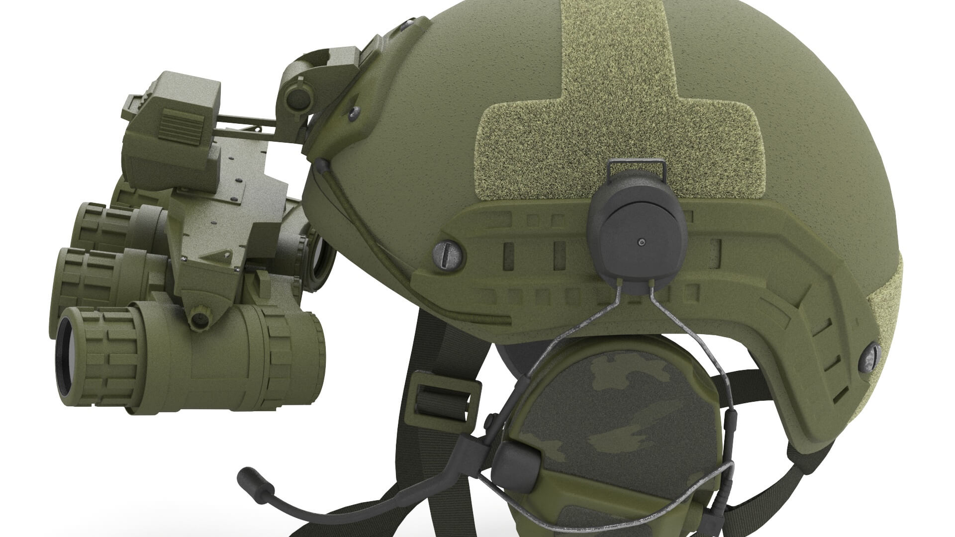 Tactical Ballistic Helmet Digital Camo With Fur Green - 3D Model by 3dxin