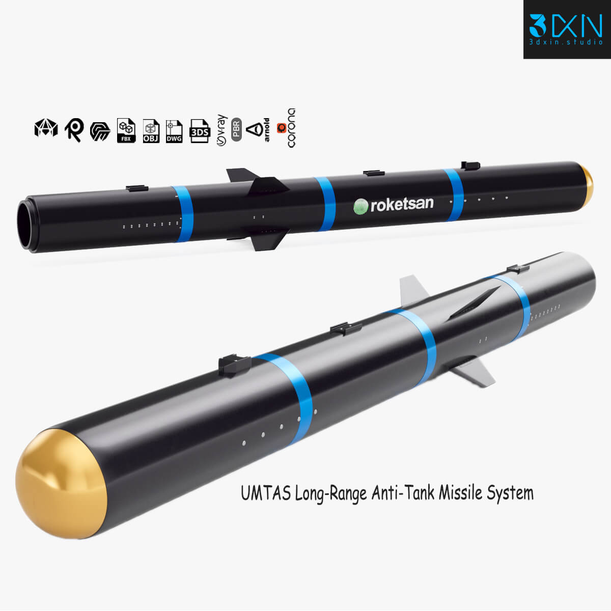 Umtas Long-Range Anti-Tank Missile Roketsan 3D Model by 3dxin