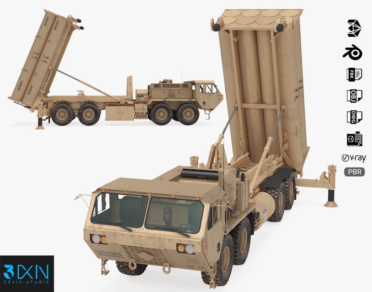 US Mobile Anti Ballistic Missile System Thaad Open Version - 3D Model ...
