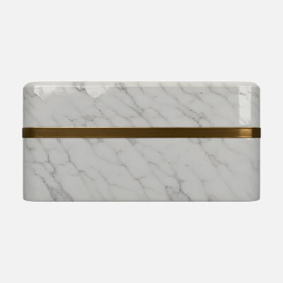3D Marble Banking Counter Brass Trim Integrated Slot by 7DMax