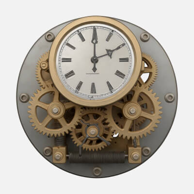 3D Vault Time Lock Featuring Brass Gears Clock Mount Key by 7DMax