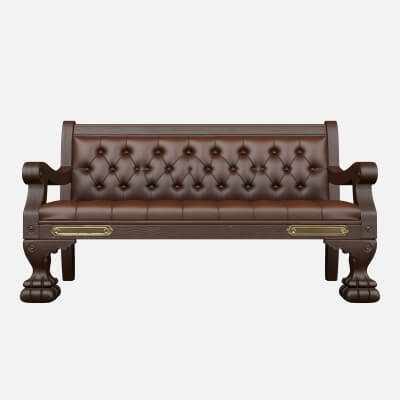 3D Wooden Bank Bench Leather Cushioning Brass Nameplate by 7DMax