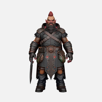 Highly Detailed Stealthy Burly Dwarf Rogue World of 3D Mode by 7DMax