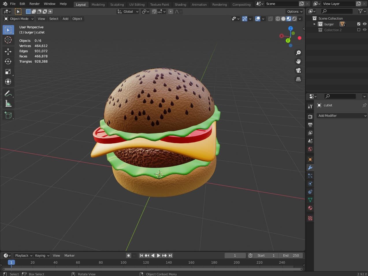 Burger 3D Model Hamburger by 7ka