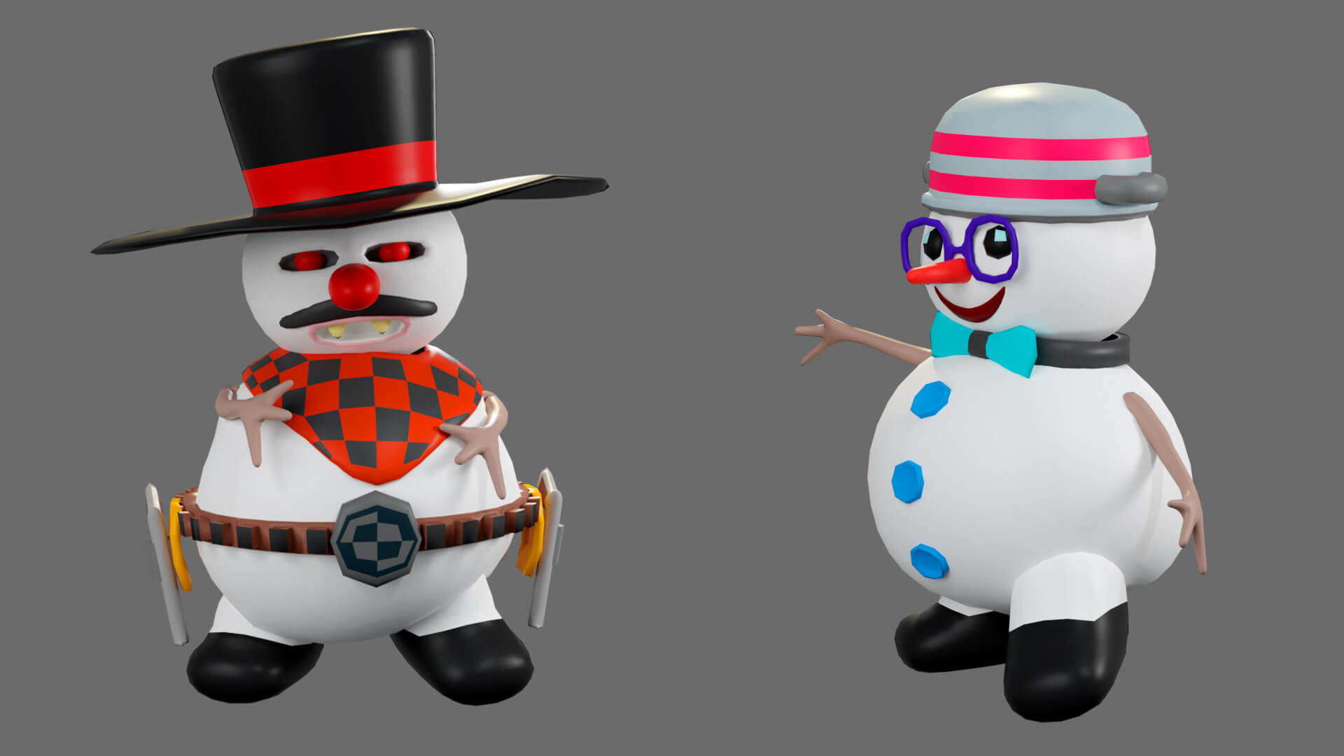 Cartoon Characters-2 Snowmen 3D Model by 7ka