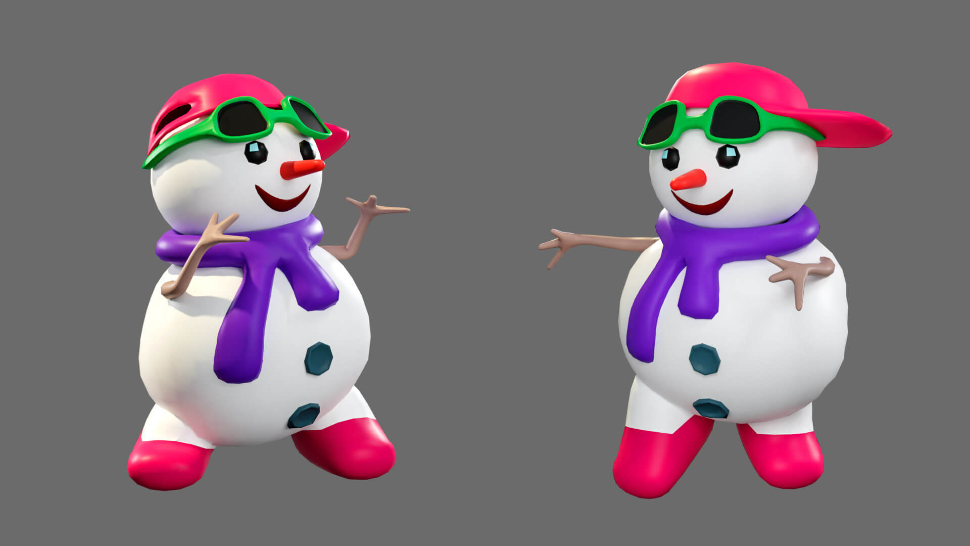 Cartoon Characters-2 Snowmen 3D Model by 7ka