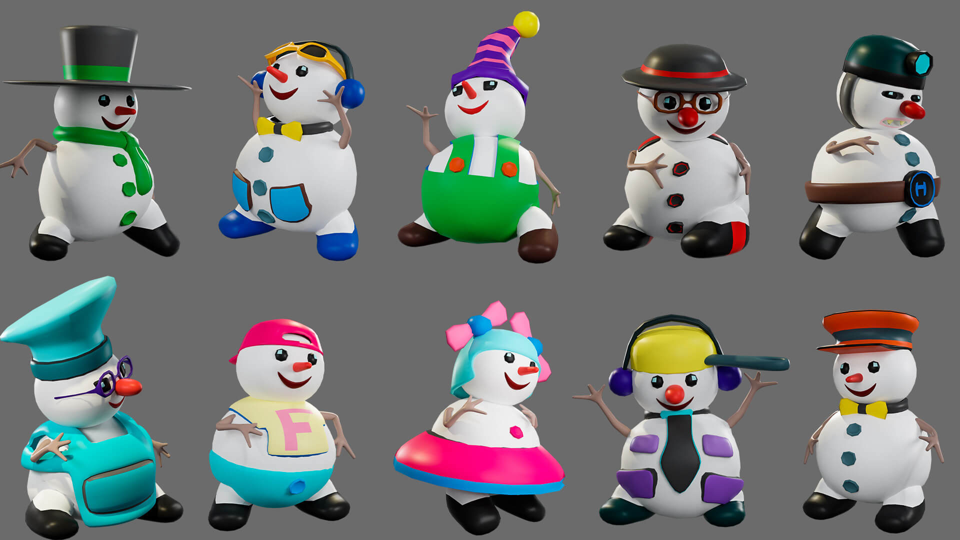 Cartoon Characters-2 Snowmen 3D Model by 7ka