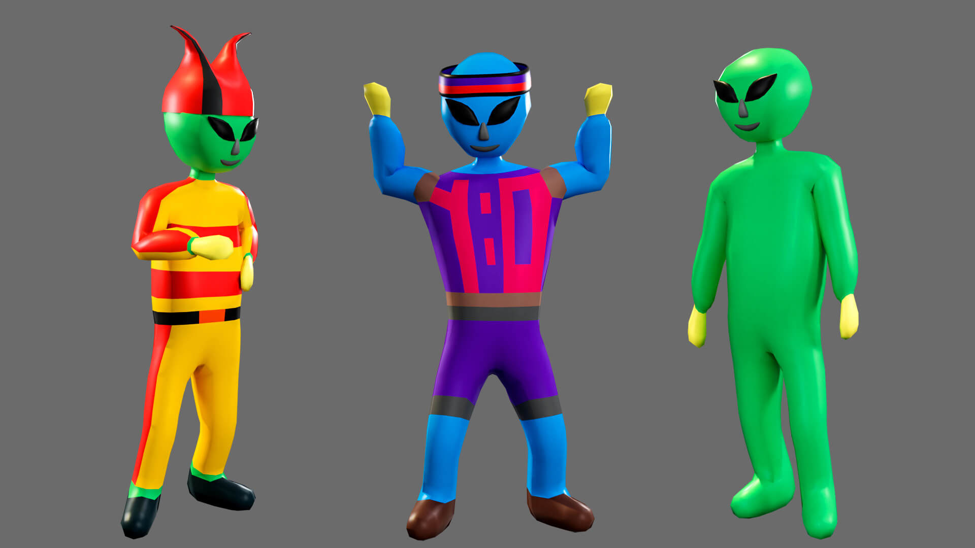 Cartoon Characters-3 Aliens 3D Model by 7ka