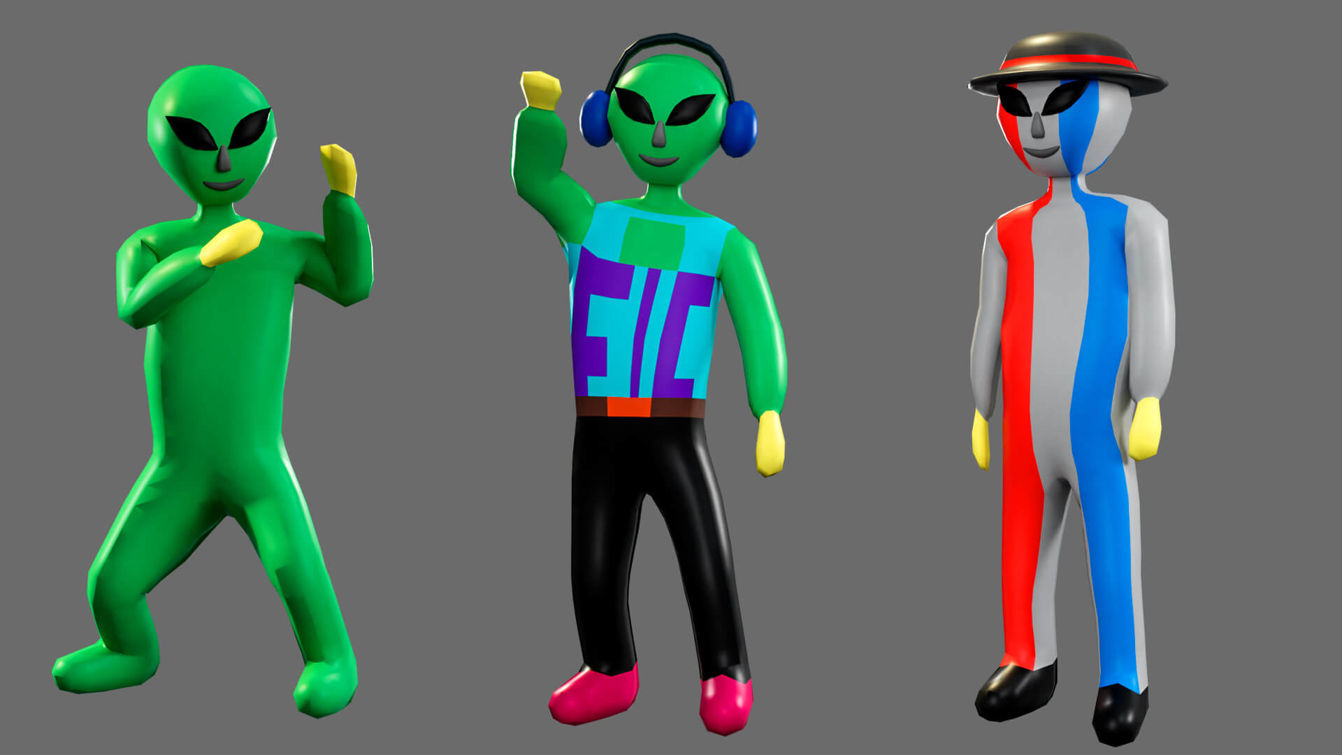 Cartoon Characters-3 Aliens 3D Model by 7ka