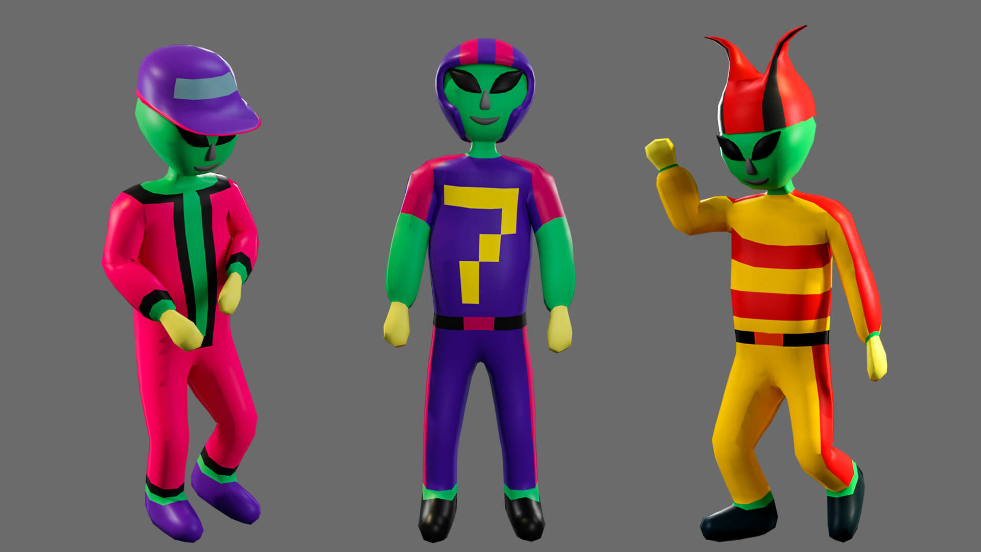 Cartoon Characters-3 Aliens 3D Model by 7ka