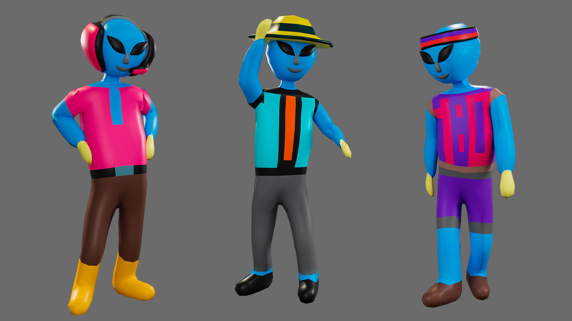 Cartoon Characters-3 Aliens 3D Model by 7ka