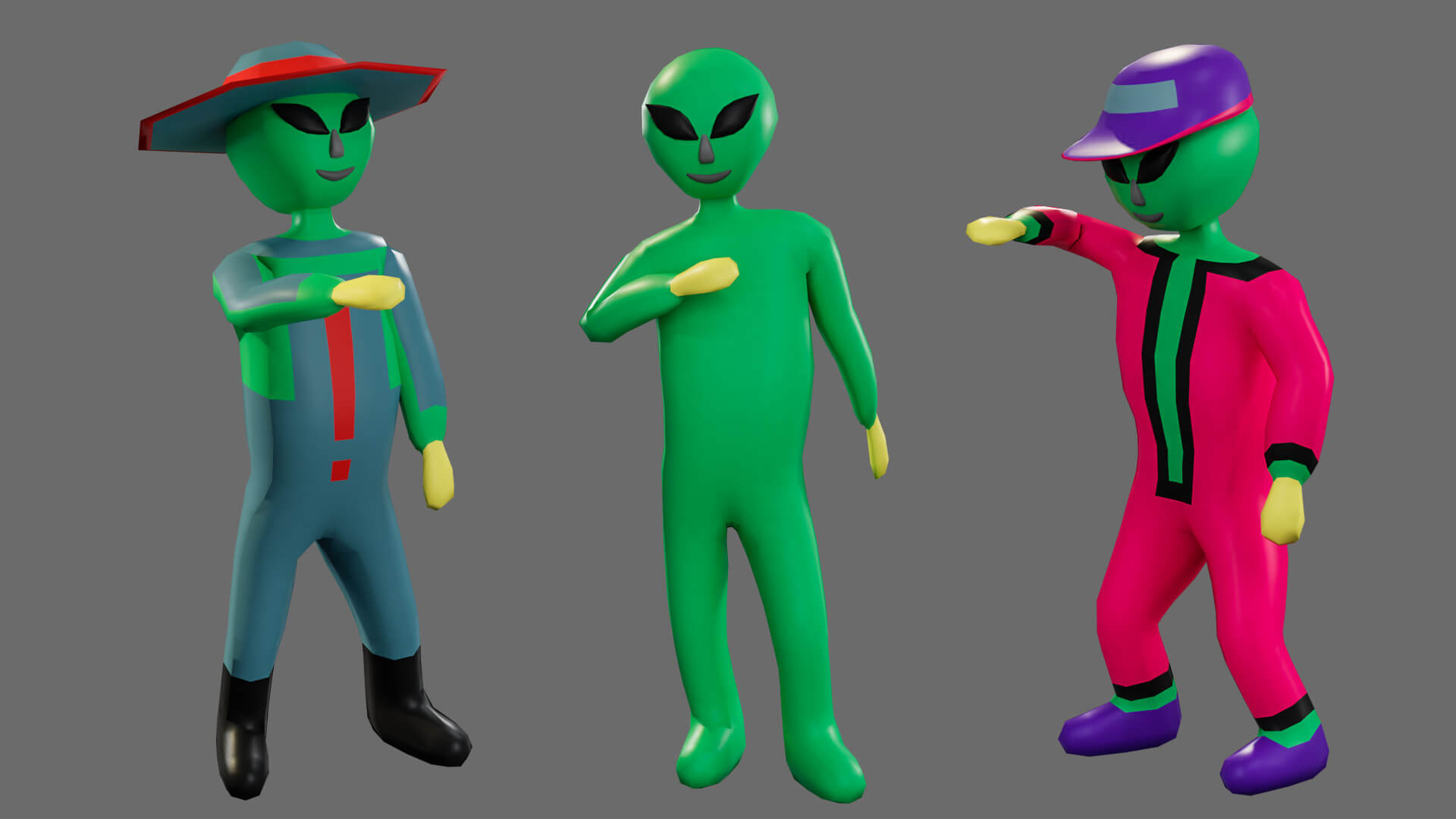 Cartoon Characters-3 Aliens 3D Model by 7ka