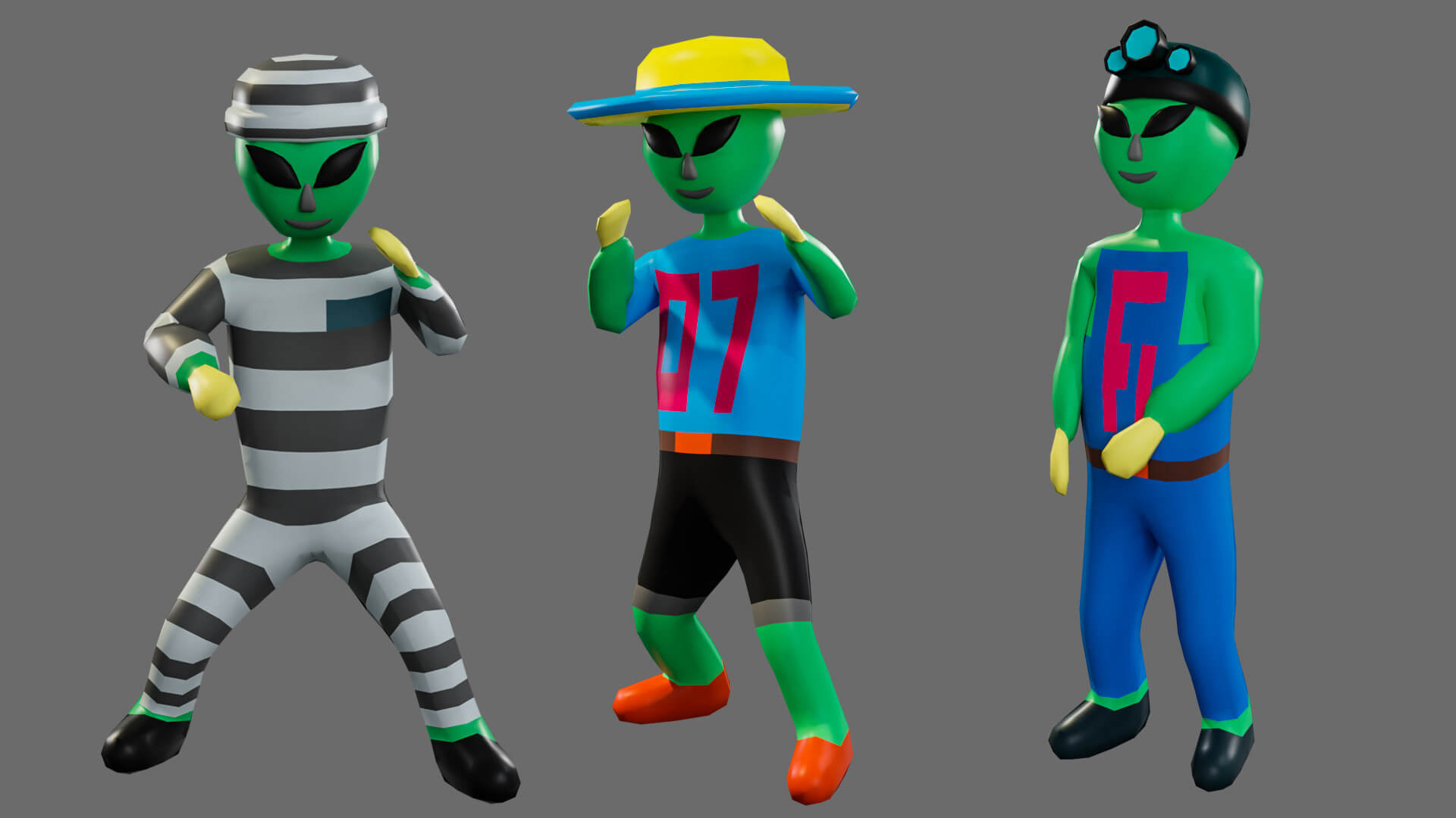 Cartoon Characters-3 Aliens 3D Model by 7ka