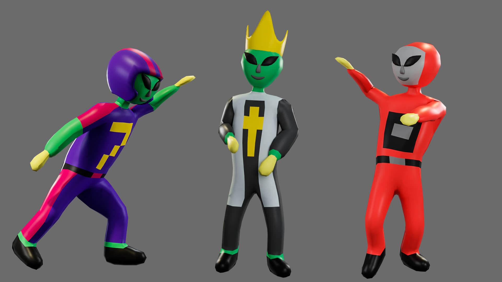 Cartoon Characters-3 Aliens 3D Model by 7ka