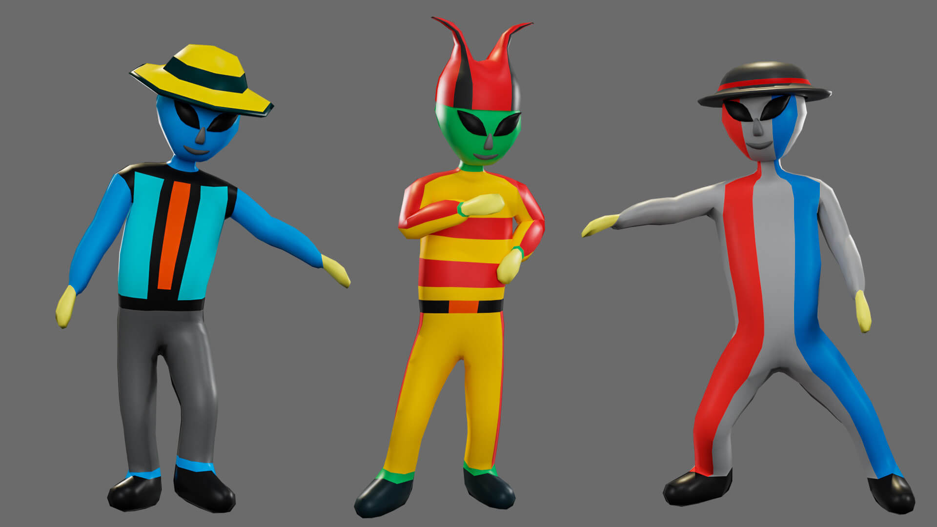 Cartoon Characters-3 Aliens 3D Model by 7ka