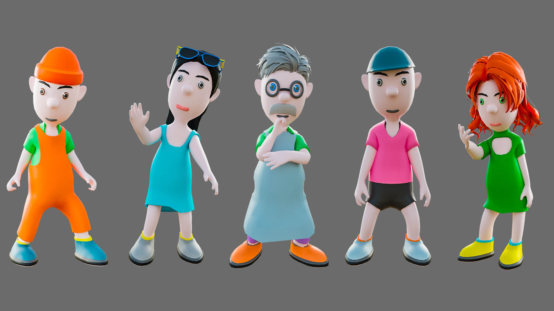 Cartoon Characters-Different People 3D Model by 7ka