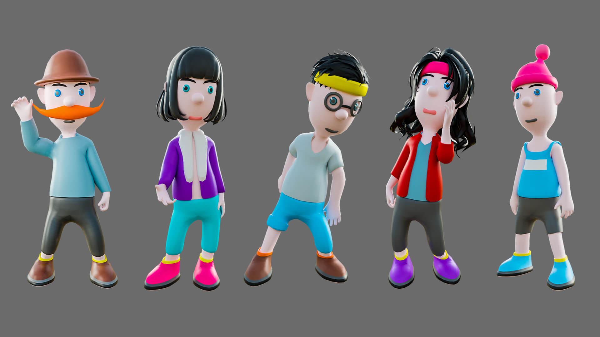Cartoon Characters-Different People 3D Model by 7ka