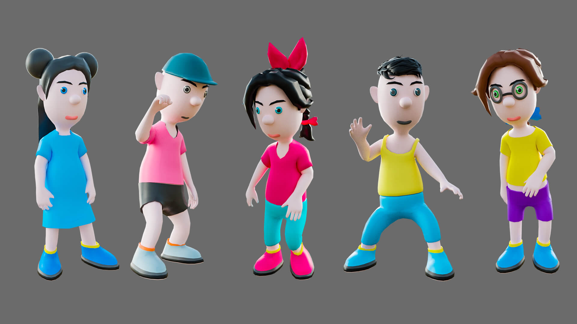 Cartoon Characters-Different People 3D Model by 7ka