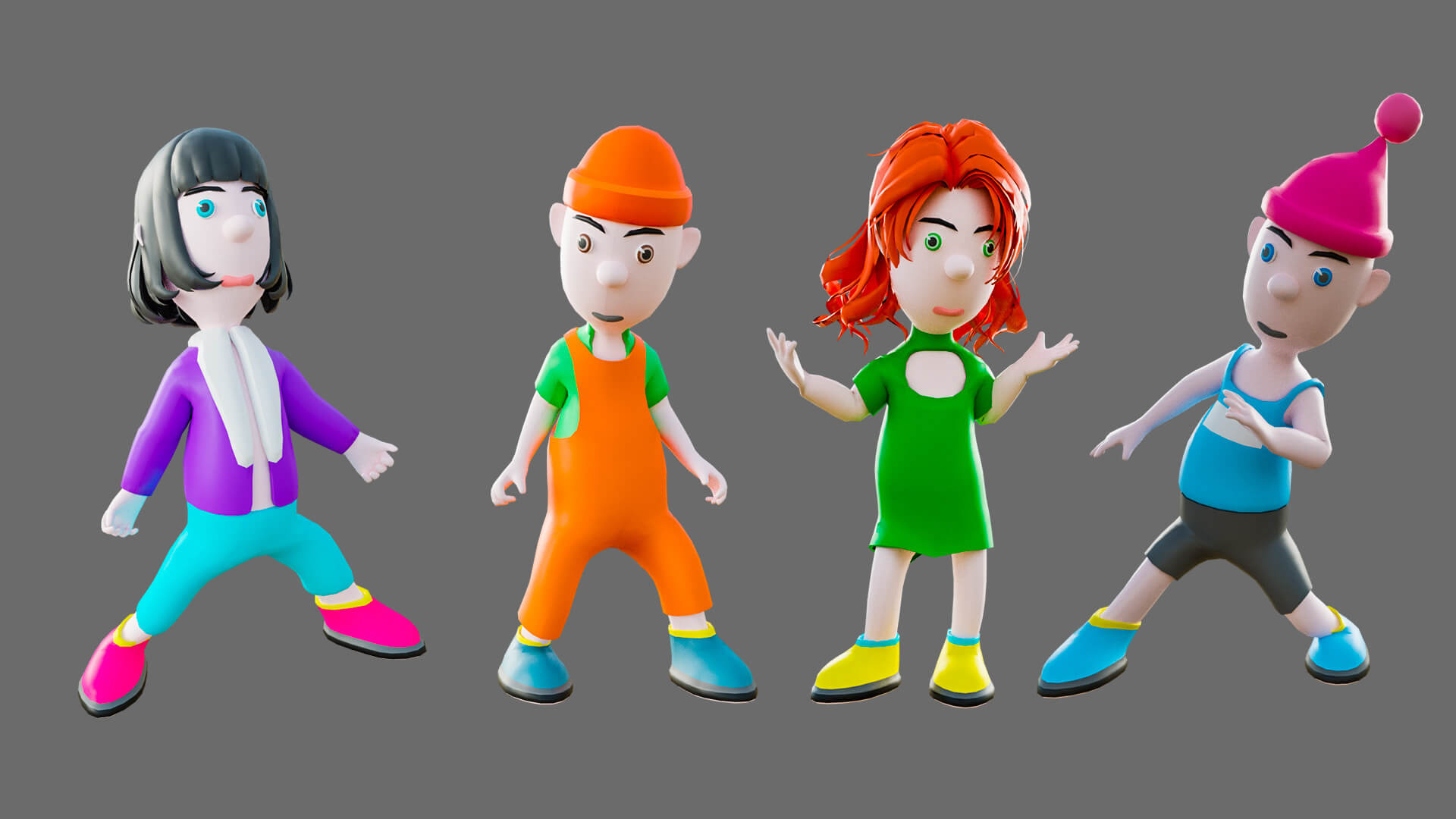 Cartoon Characters-Different People 3D Model by 7ka