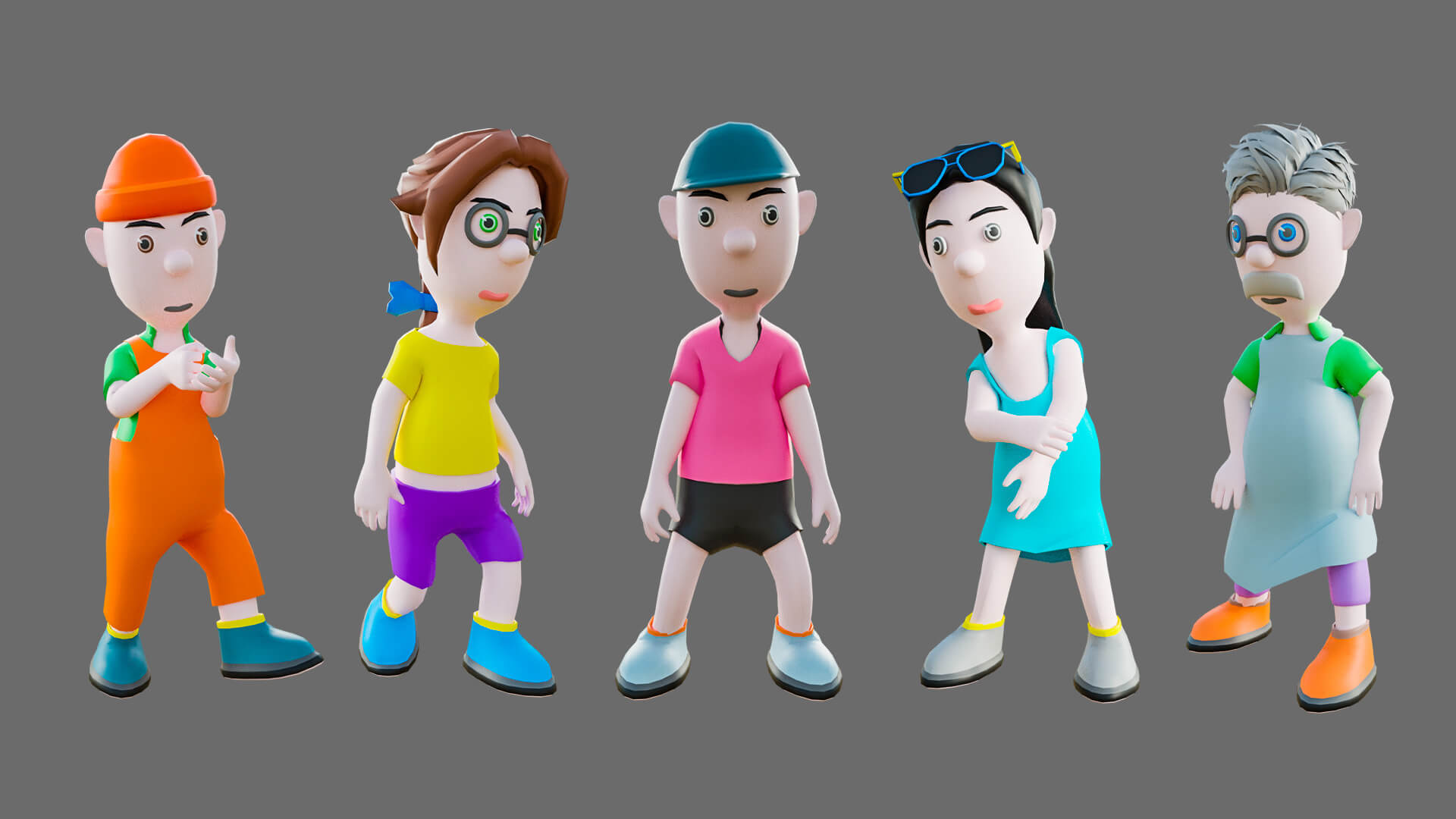 Cartoon Characters-Different People 3D Model by 7ka