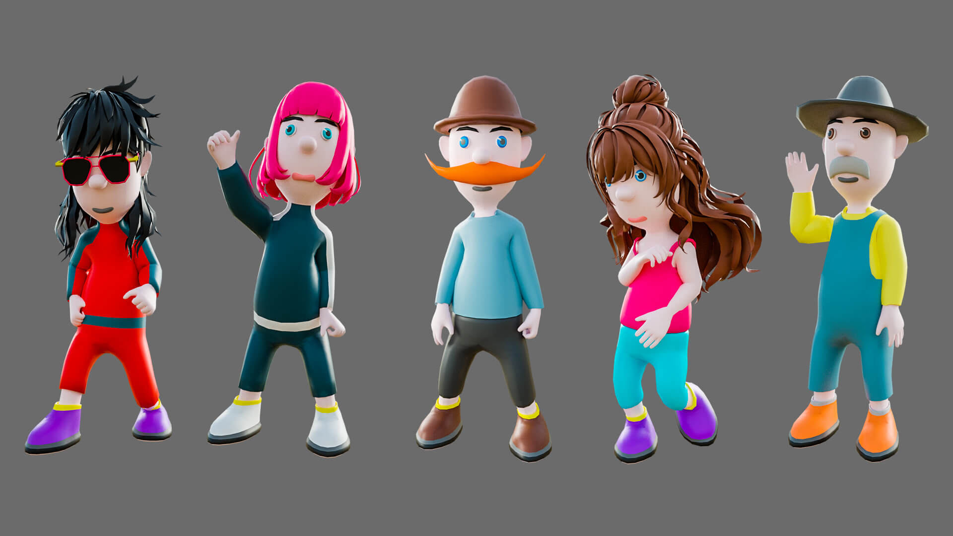 Cartoon Characters-Different People 3D Model by 7ka