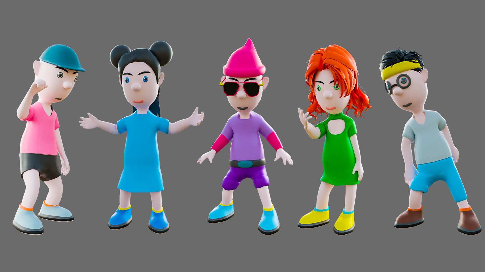 Cartoon Characters-Different People 3D Model by 7ka