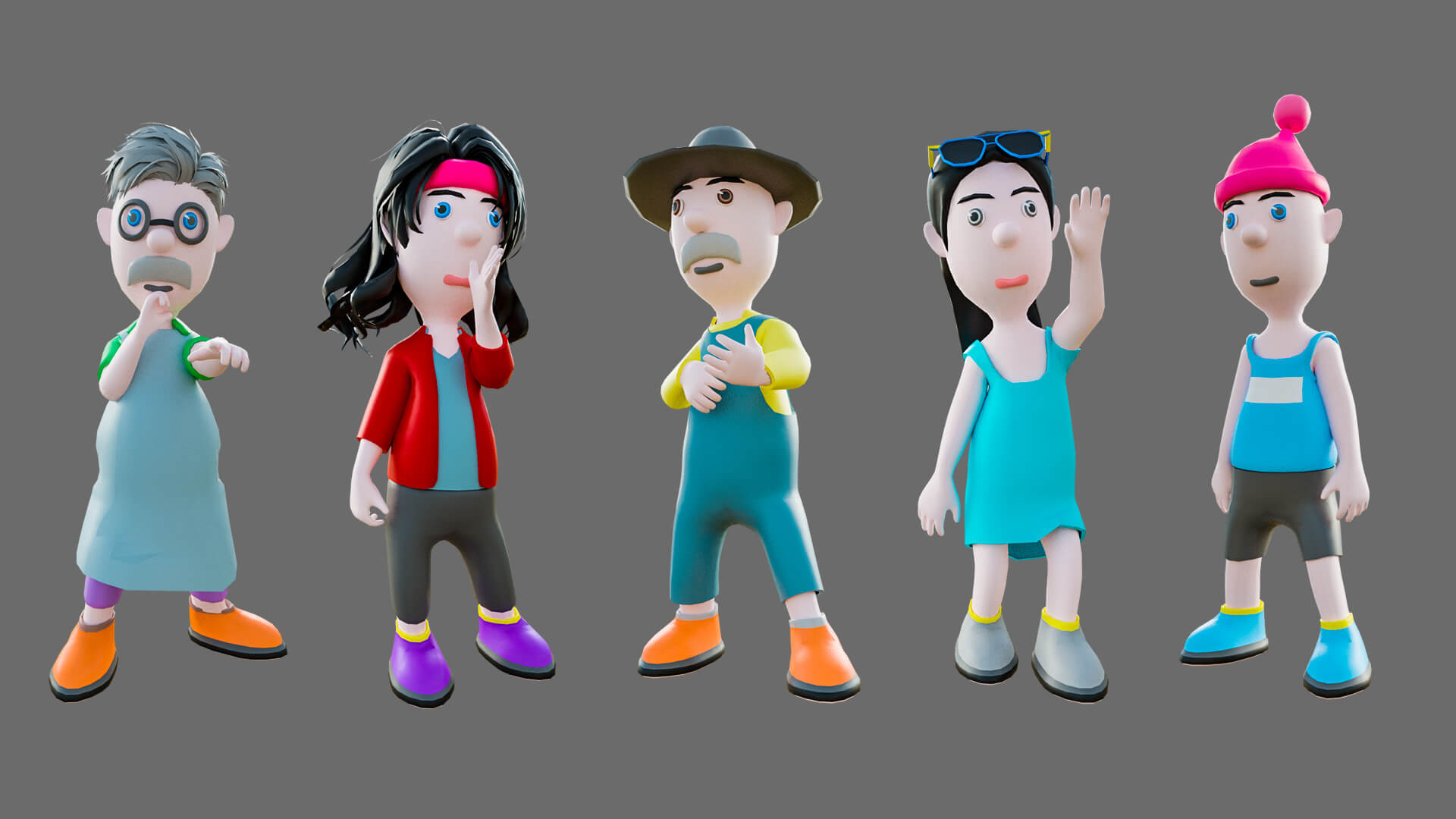 Cartoon Characters-Different People 3D Model by 7ka