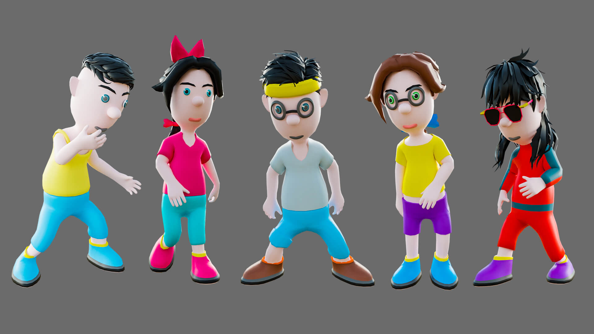 Cartoon Characters-Different People 3D Model by 7ka