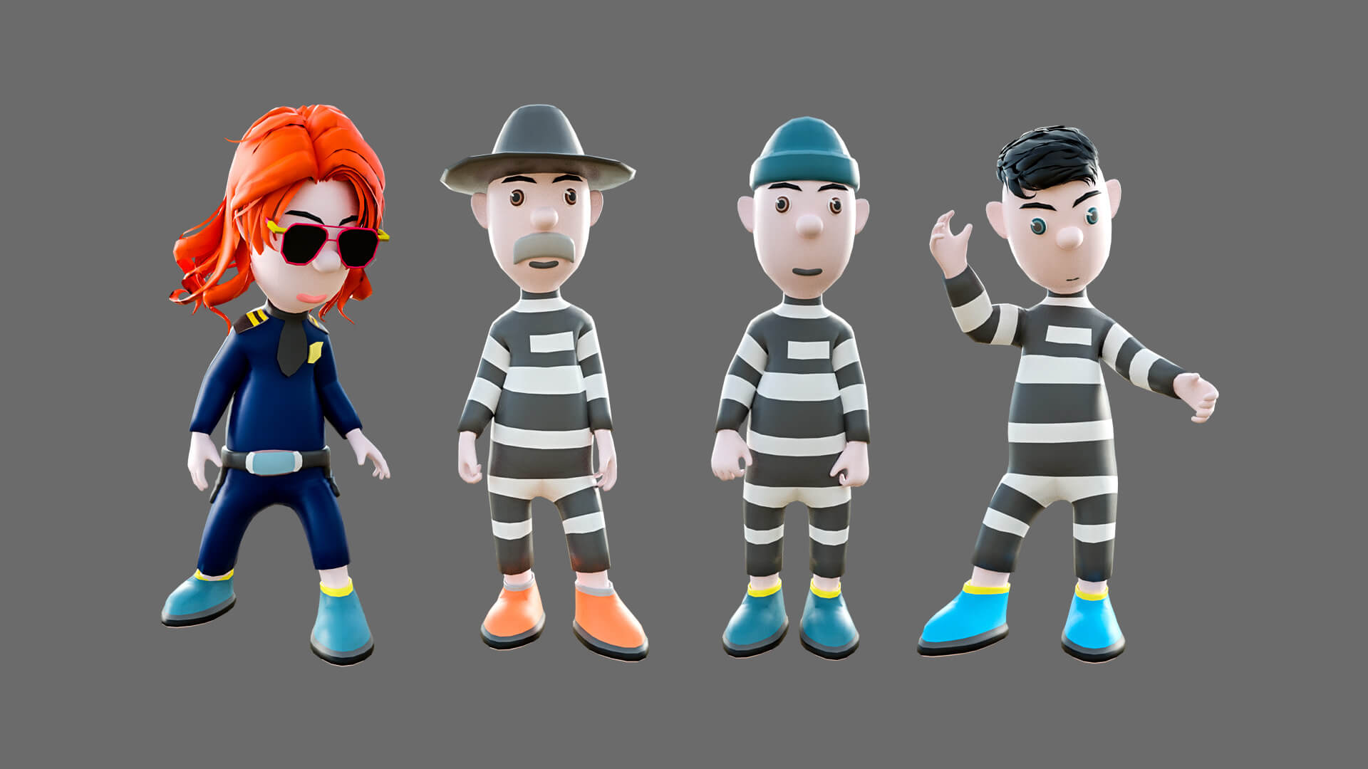 Cartoon Characters-Jailer and Policeman 3D Model by 7ka