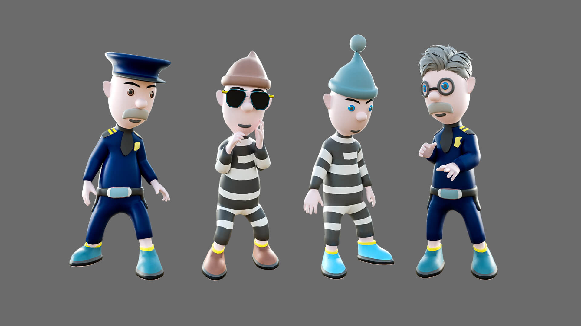 Cartoon Characters-Jailer and Policeman 3D Model by 7ka