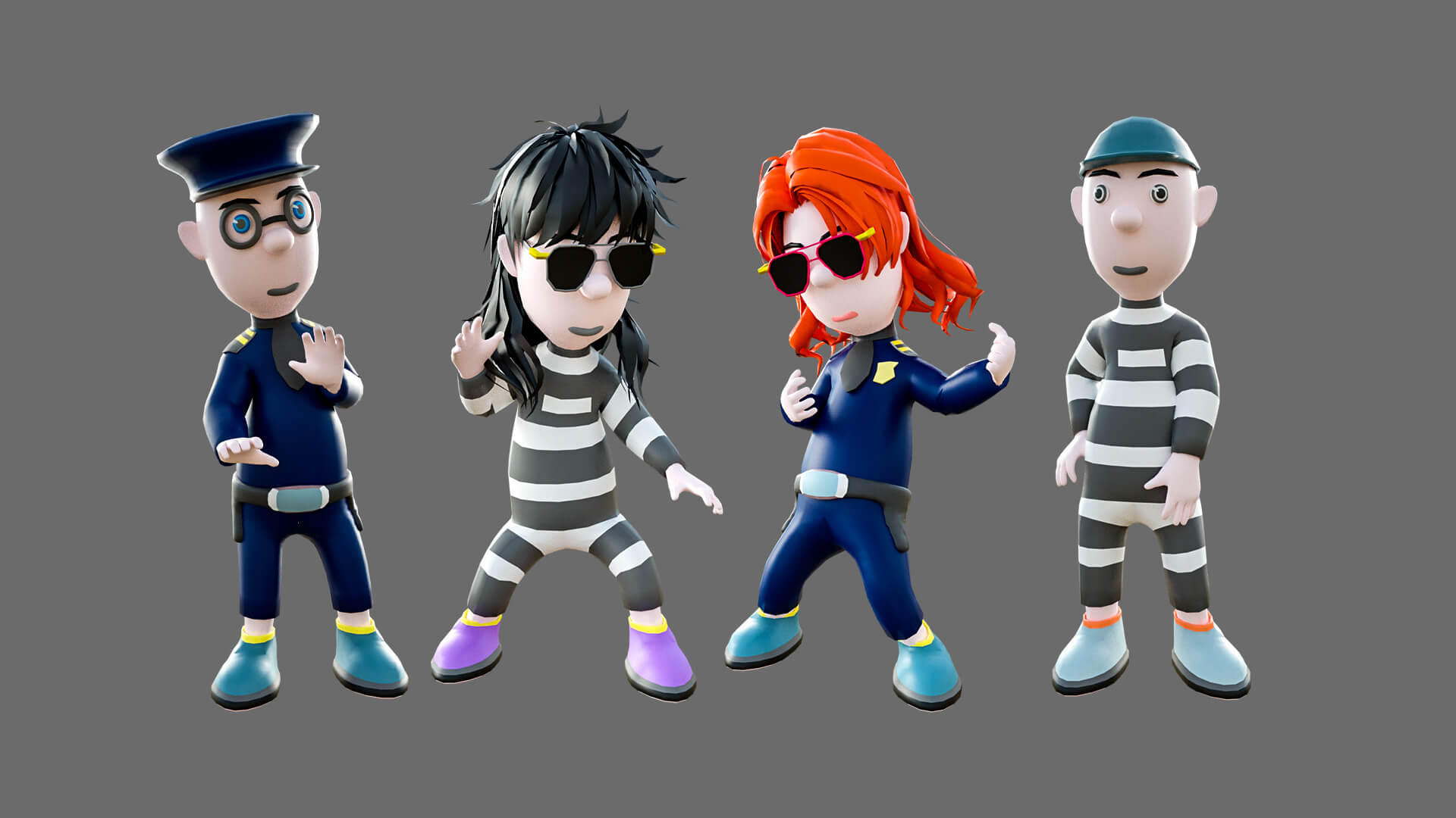 Cartoon Characters-Jailer and Policeman 3D Model by 7ka