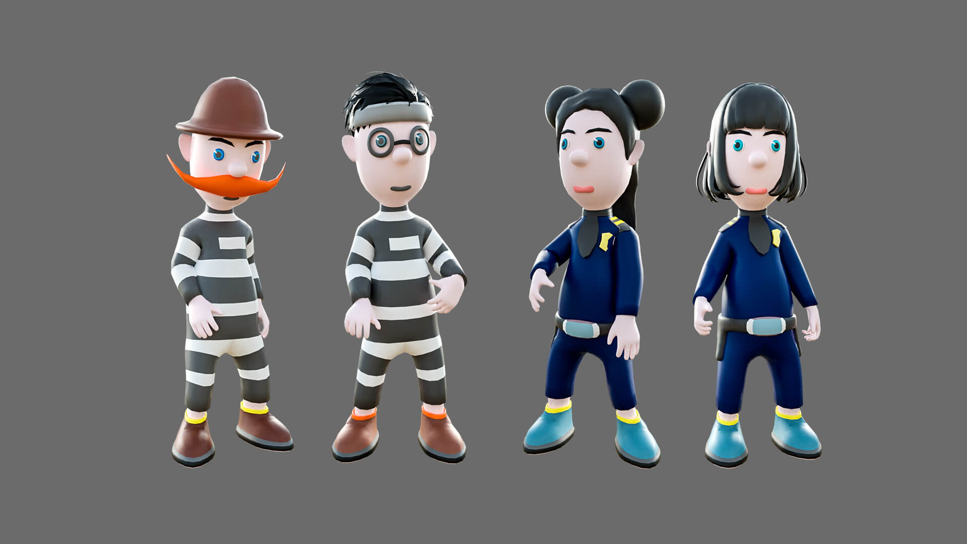 Cartoon Characters-Jailer and Policeman 3D Model by 7ka