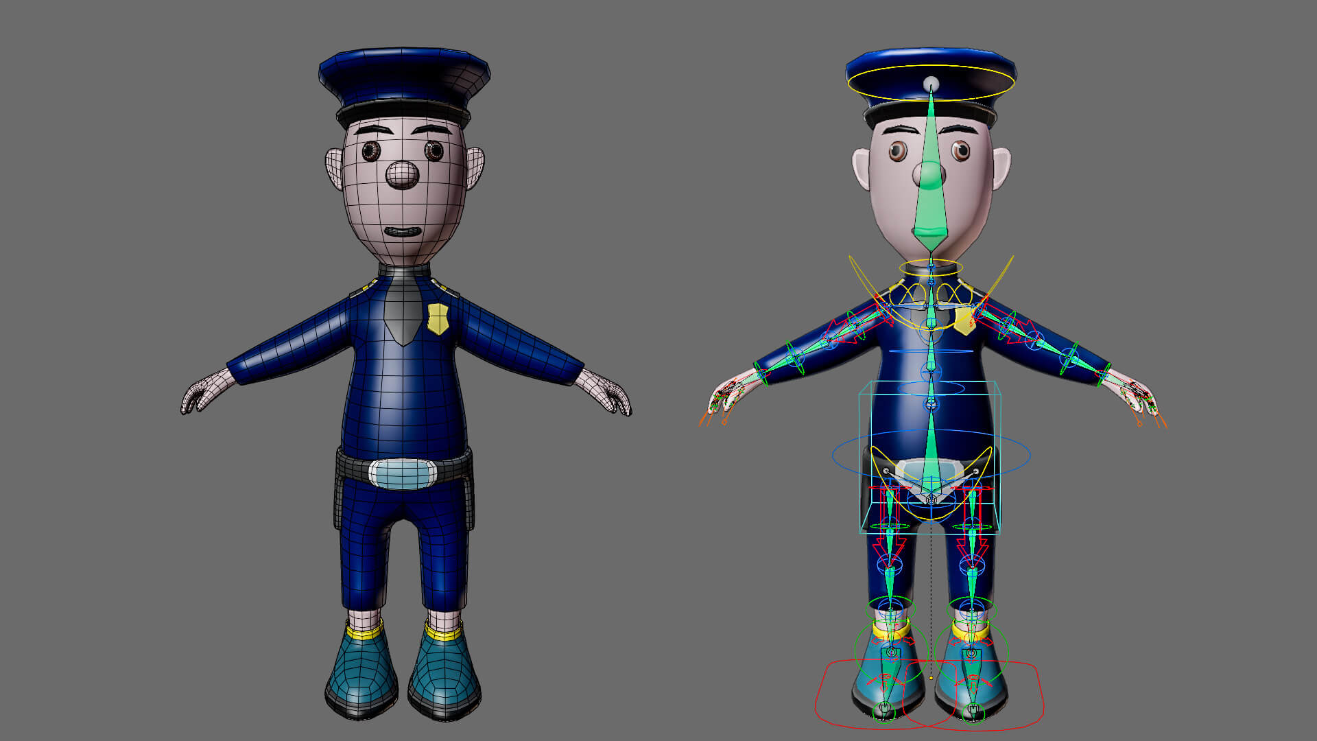 Cartoon Characters-Jailer and Policeman 3D Model by 7ka