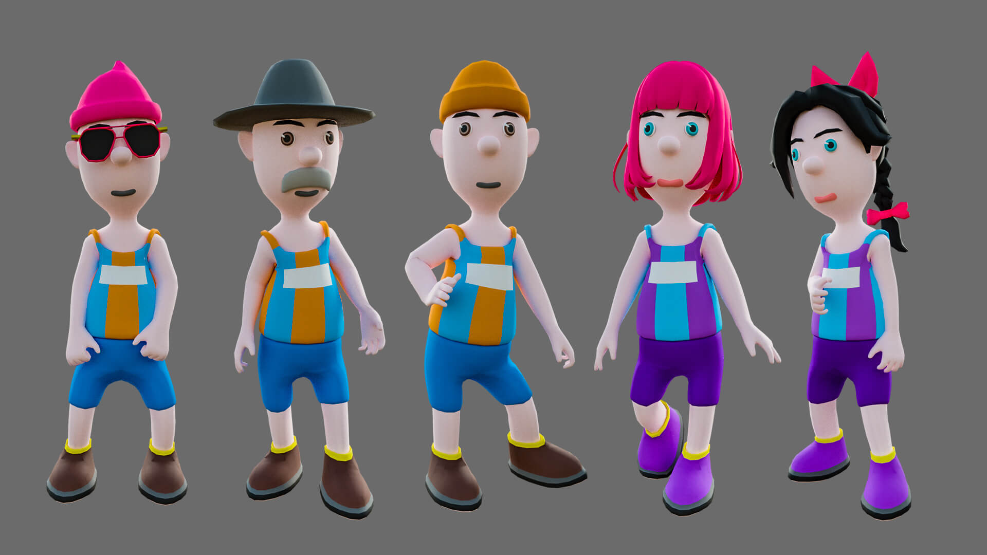 Cartoon Characters Sports Team - 3D Model by 7ka