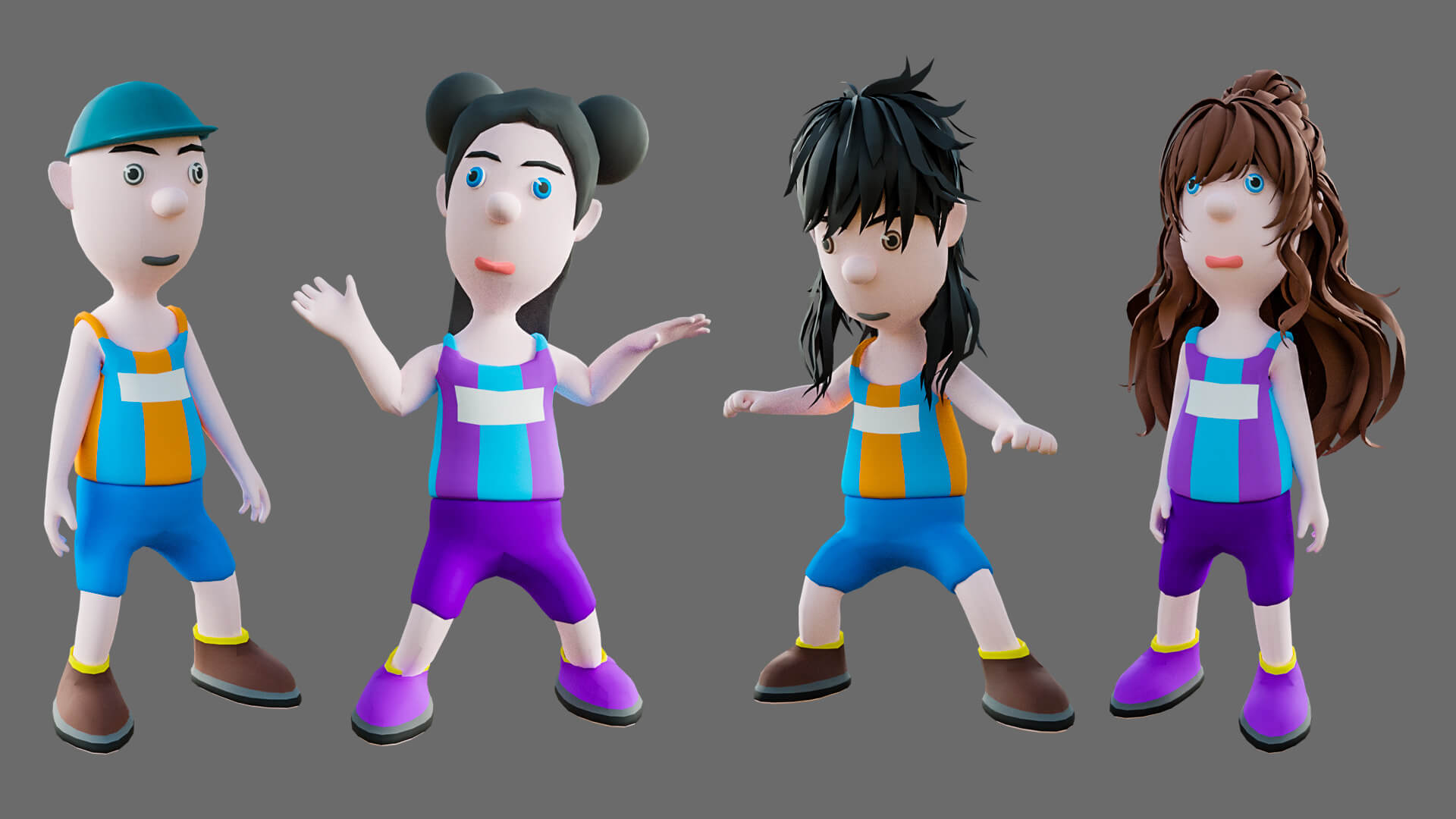 Cartoon Characters Sports Team - 3D Model by 7ka