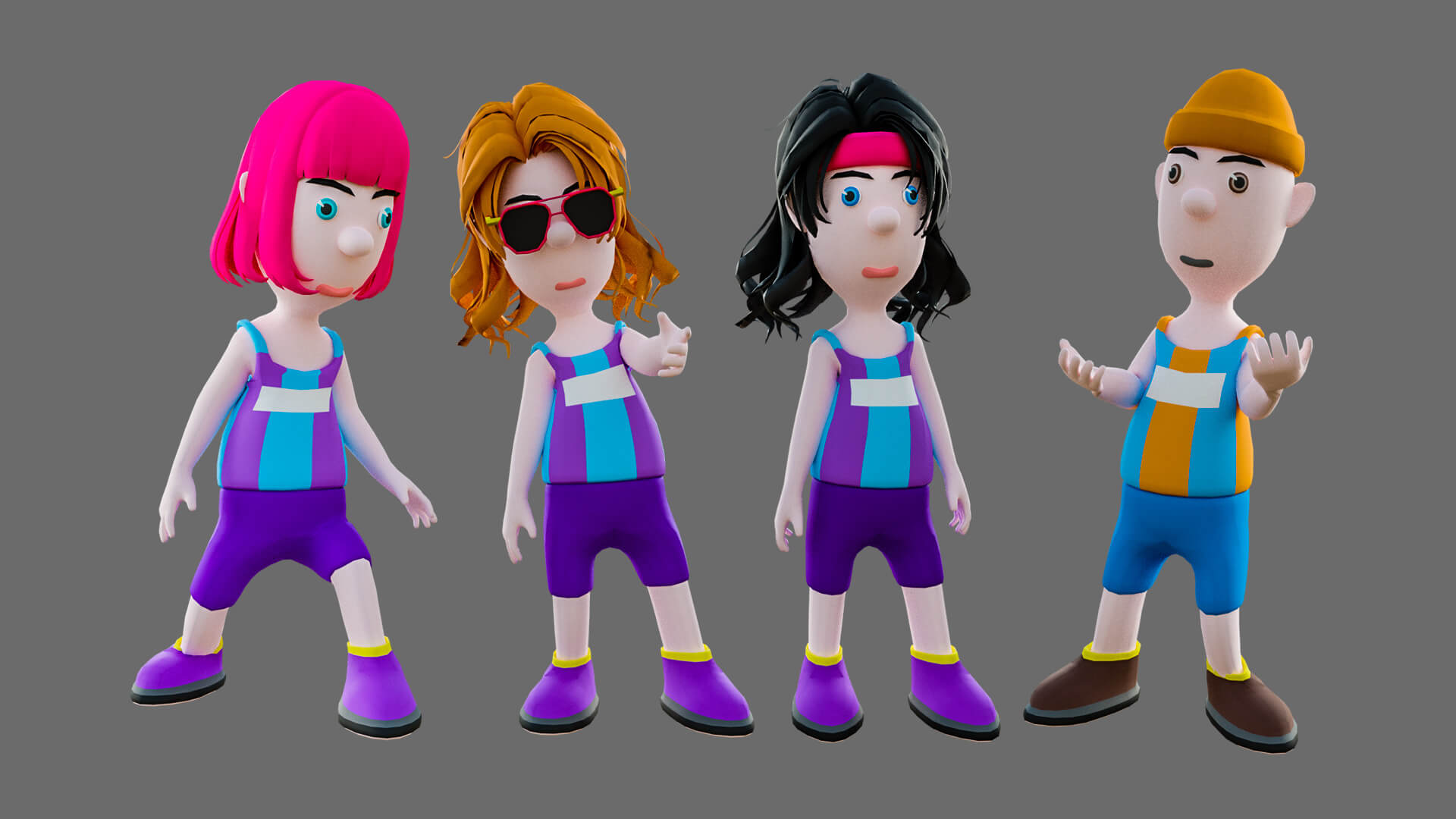 Cartoon Characters Sports Team - 3D Model by 7ka