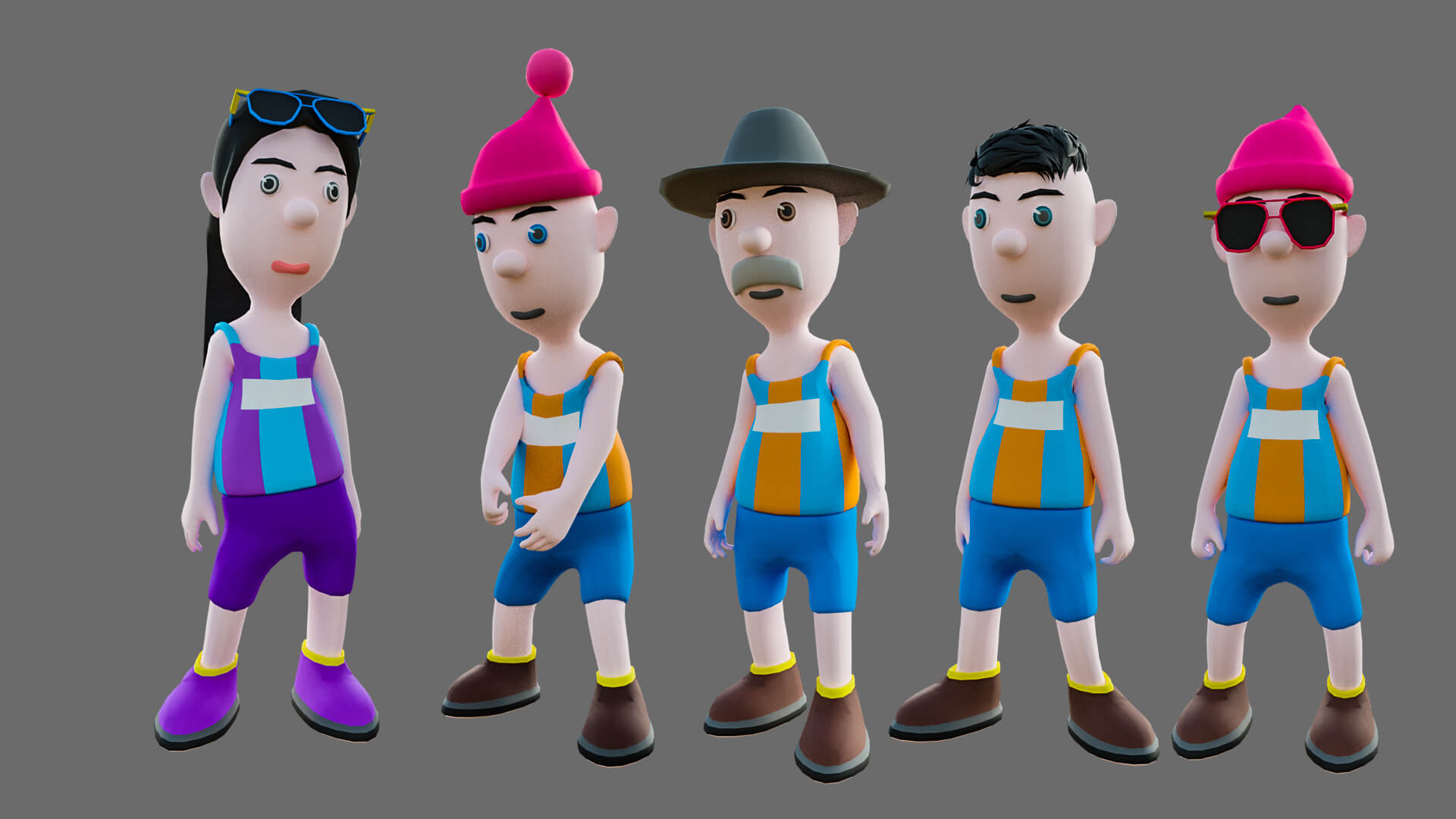 Cartoon Characters Sports Team - 3D Model by 7ka