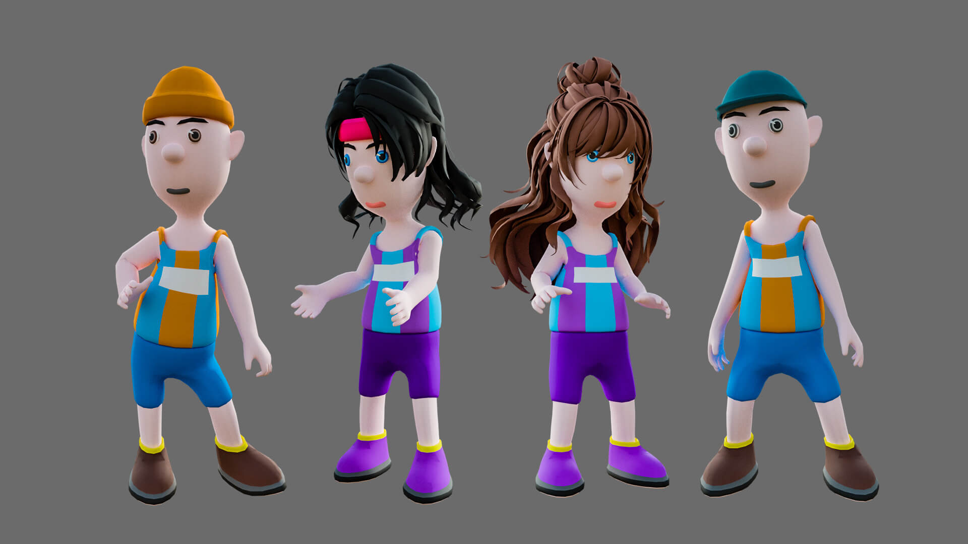 Cartoon Characters Sports Team - 3D Model by 7ka
