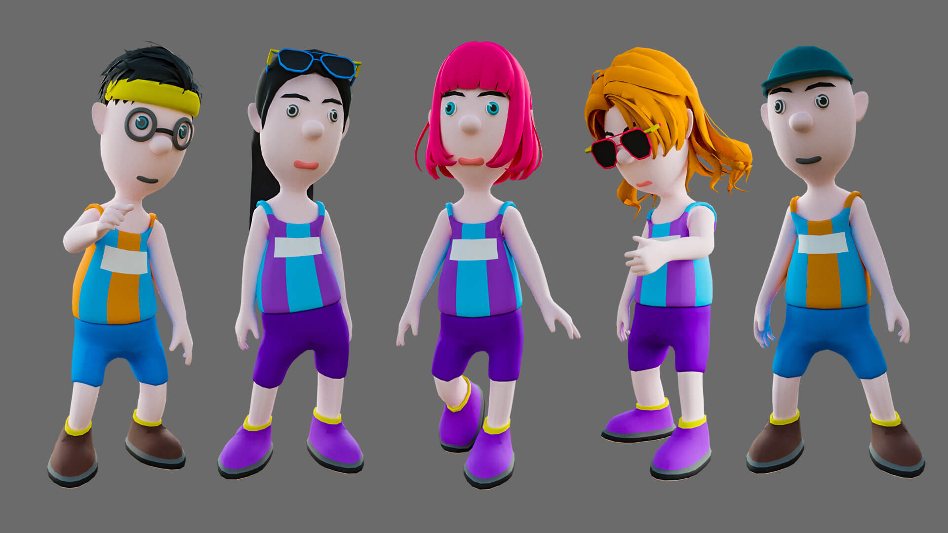 Cartoon Characters Sports Team - 3D Model by 7ka