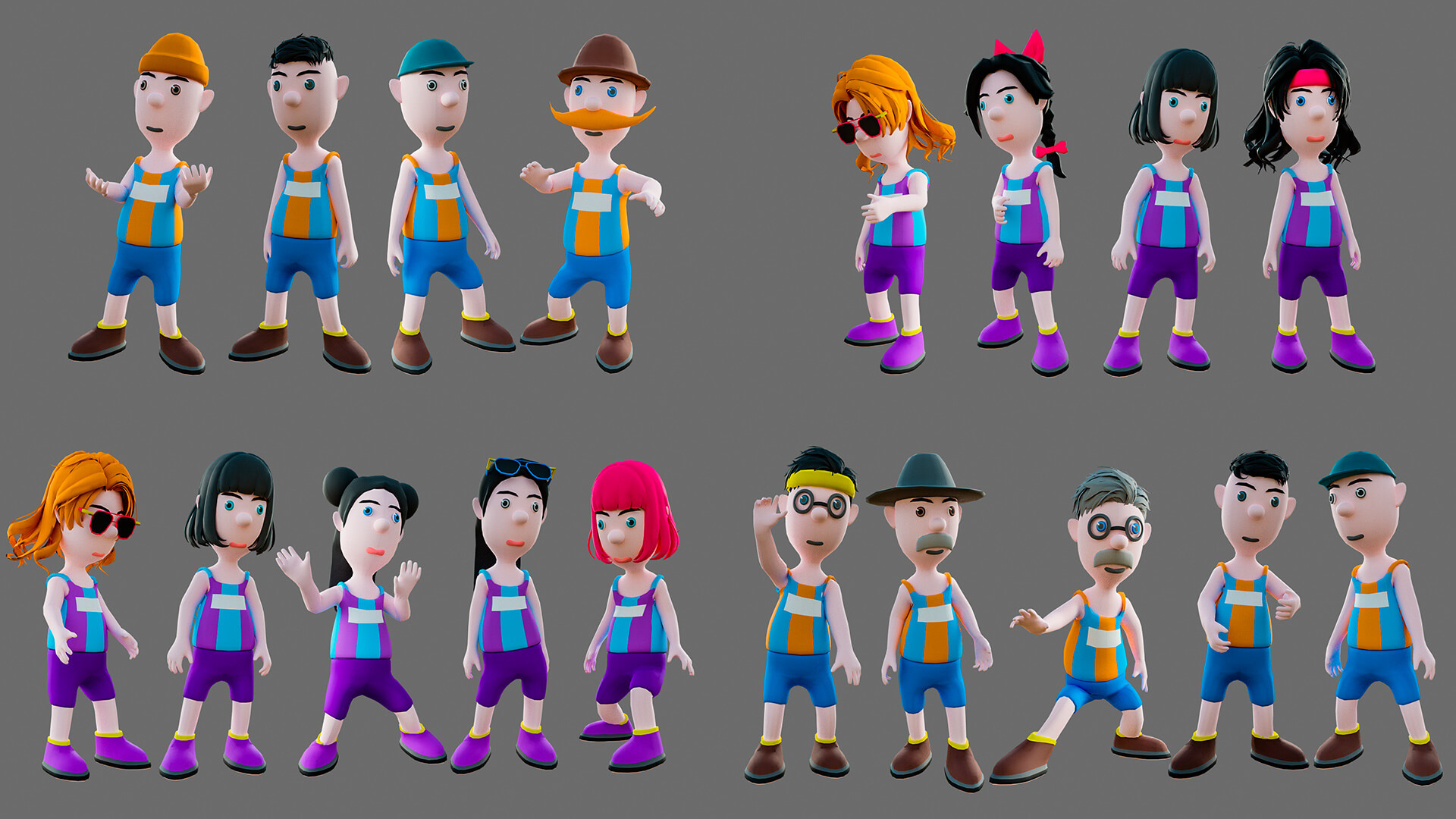 Cartoon Characters Sports Team - 3D Model by 7ka