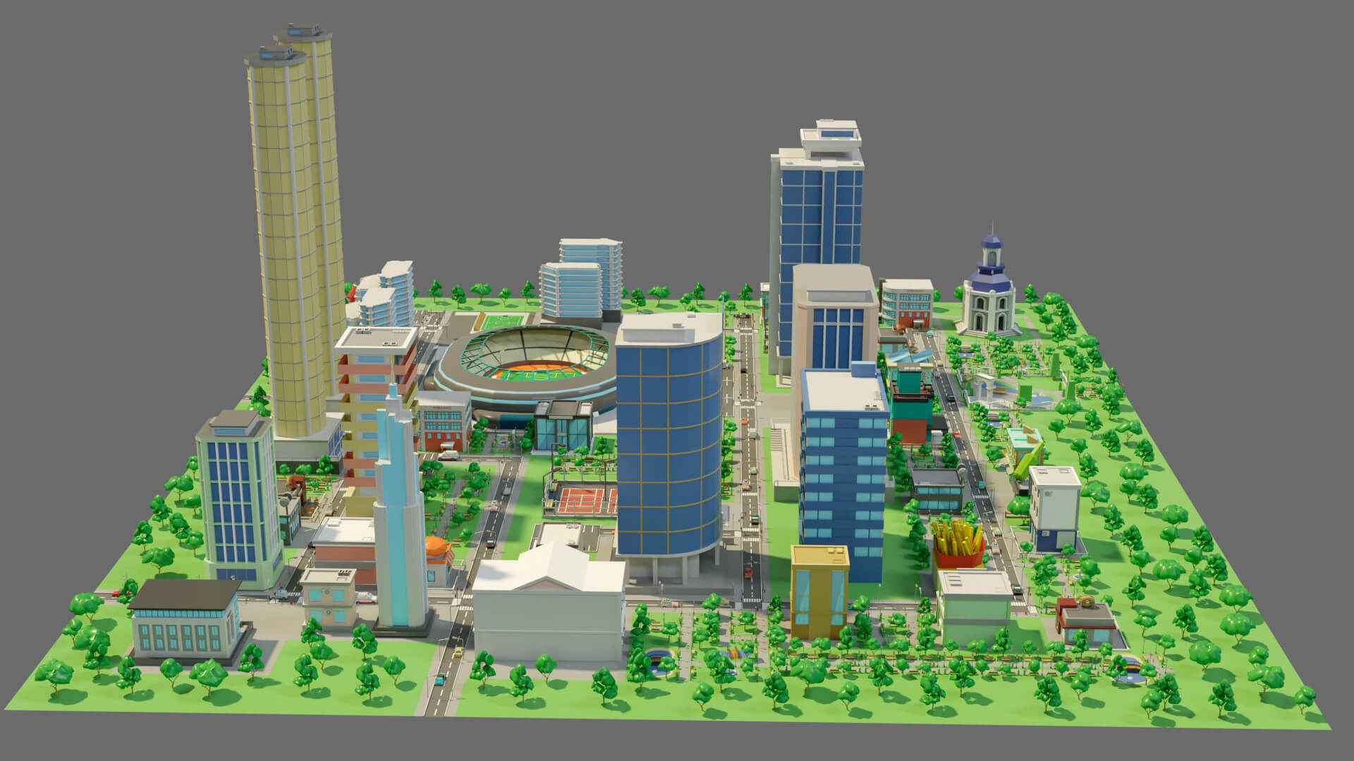 Cartoon City-1 3D Model by 7ka
