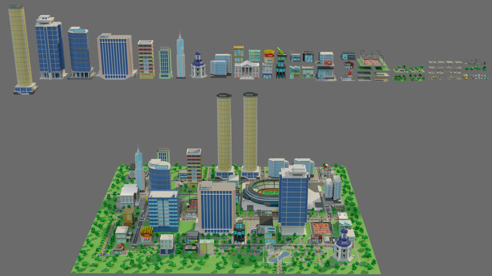 Cartoon City-1 3D Model by 7ka