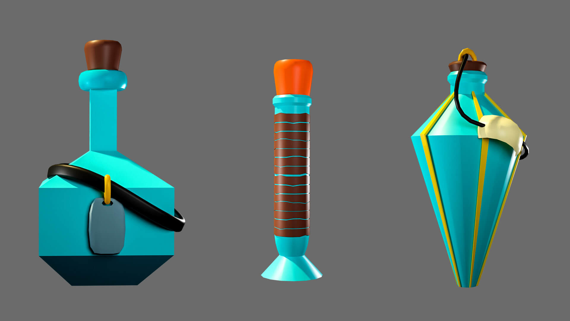 Cartoon Flasks - 3D Model by 7ka